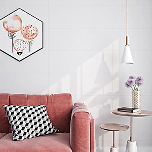 FunStick 12"x24" White Peel and Stick Floor Tile Waterproof White Vinyl Flooring Peel and Stick Wall Tiles for Kitchen Bathroom Stick on Floor Tiles for Bedroom Sticky Laminate Flooring Tiles 5 Pcs