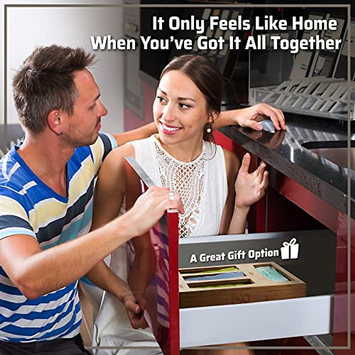 Carnation Brands Bamboo Ziplock Bag Organizer for Drawer - Rustic Brown Dispenser Kitchen Organization Pre-Assembled Baggie Storage to Minimize Clutter 12-''x12-''x3-''