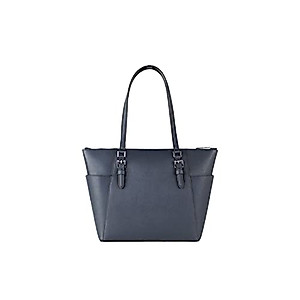 Michael Kors Charlotte Large Top Zip Tote (Navy/Silver Hardware)