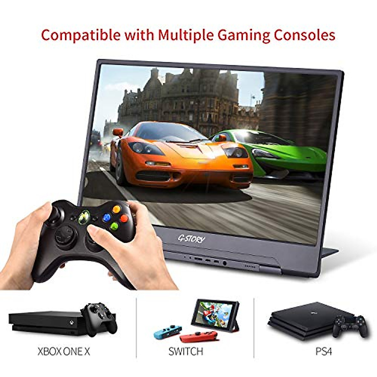 G-STORY 15.6” Portable Monitor, 1ms 165Hz Portable Gaming Monitor (Support 144Hz) Full HD 1080P, IPS Screen USB C Computer Monitor with HDMI Freesync for Laptop PS5 NS Xbox PS4 Phone with Smart Cover