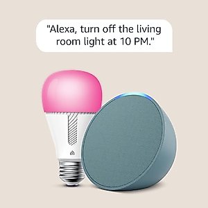 Echo Pop in Midnight Teal bundle with TP-Link Kasa Smart Color Bulb