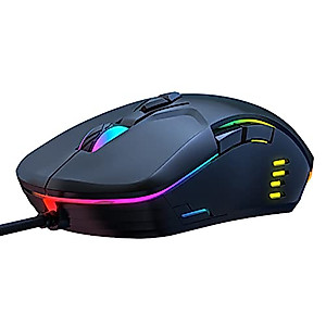 Lazy Pad,uvvy Wired Computer Mice Ergonomic Design Adjustable 6400dpi for Pc Office and Home Rgb Backlit 7 Keys Corded Computer Mouse