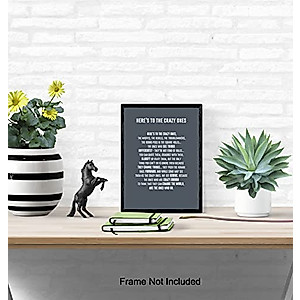 Heres to the Crazy Ones Entrepreneurial Motivational Quote -8x10 Art Print, Home Decor - Inspirational Wall Art Poster - Unique Room Decorations for Office, Den - Gift for Entrepreneur, Boss