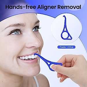 (2 Pack) Retainer Cases with 2 Aligner Removal Tools, Solid Orthodontic Aligner Case with Magnetic Closure, Black
