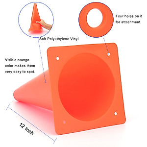 12 Inch Orange Traffic Training Cones, Plastic Safety Parking Cones, Agility Field Marker Cones for Soccer Basketball Football Drills Training, Outdoor Sport Activity & Festive Events - 12 Pack