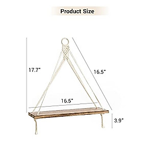Mkono Macrame Hanging Shelves Boho Wall Decor Set of 2 Rustic Wood Floating Storage Shelf for Bedroom Bathroom Living Room Nursery Dorm Room, Display Shelving for Hanging Plants Photos
