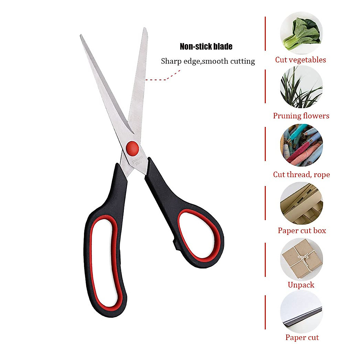 Scissors, Multipurpose office Scissors ,8.5 Inch Ultra Sharp Shears, Comfort-Grip Handles Household scissors，Sturdy Sharp Craft Supplies - Pack of 5, Right/Left Hande