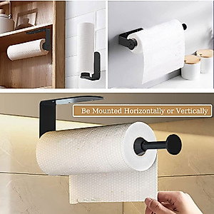 Shinhadi Paper Towel Holder Under Cabinet with Damping Effect,Wall Mount Paper Towel Holder Single Hand Operable, Self-Adhesive or Drilled for Kitchen Bathroom Pantry