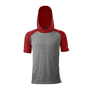 EvoShield mens Short Sleeve Hooded Sweatshirt, Grey/Scarlet, X-Large US