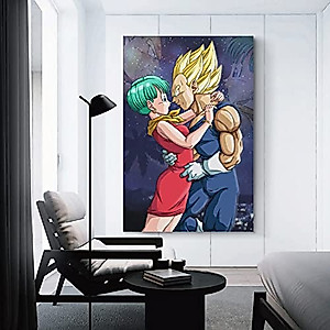 ENYPOLIS Anime Poster Vegeta and Bulma Posters & Prints on Canvas Wall Art Poster for Room Decor Unframe 12x18inch(30x45cm)