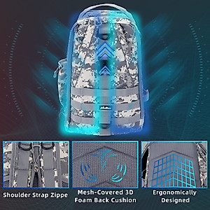 MoiShow Fishing Tackle Backpack Storage Bag, Ultralight Water-Resistant Outdoor Shoulder Backpack Camo Fishing Tackle Box Bag with Rod Holder [14.9 X 9.4 X 5.1 Inch]