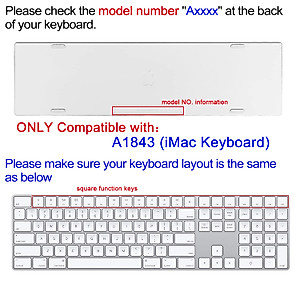 SANFORIN Silicone Keyboard Cover for Apple iMac Magic Keyboard with Numeric Keypad MQ052LL/A (Model: A1843, 2017 2018 Release), Cute Print Keyboard Skin, US Layout, Sakura