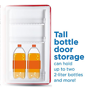 Commercial Cool CCRR32HR 3.2 Cu. Ft Freezer, Vintage Style Refrigerator, with Slide-Out Glass Shelves & Tall Bottle Storage, Retro Fridge, Red