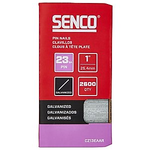 SENCO CZ13EAAR 1" 23 Gauge Pin Nails, Galvanized Finish 2,600 Count Pack