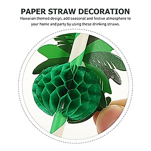 ABOOFAN Pineapple 50pcs Hawaiian Straws Paper Tropical Tree Straws Cocktails Drinking Straws Summer Beach Luau Party Supplies Luau Party Decorations