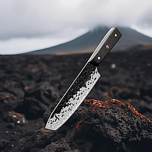 The Cooking Guild - Chef Knife 8 Inch Japanese Steel Chef Knife with Comfortable Grip - Durable Kitchen Knife - Professional Chef Knives - Protective ONYX Sheath