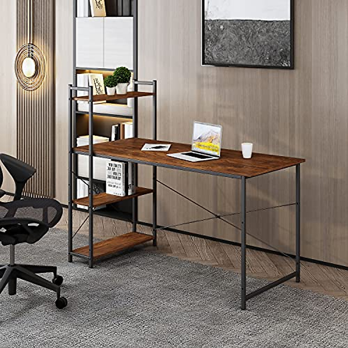Decoholic Computer Desk with Storage Shelves Modern Simple Style PC Desk for Home Office (55 inch)