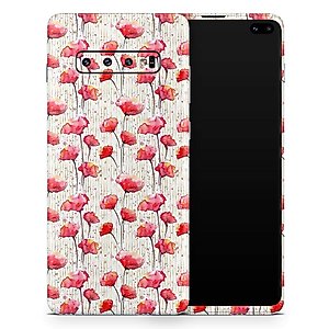DesignSkinz Karamfila Watercolo Poppies V14 Protective Vinyl Decal Wrap Skin Cover Compatible with The Samsung Galaxy S20 (Screen Trim & Back Glass Skin)