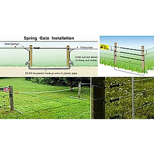 QMARK Electric Fence Gate Kit, Electric Fence Handle Set, Spring Gate Handle Set with 16 feet Tension Spring 2 Corner Ends 1 Black Handle(2 Pack)