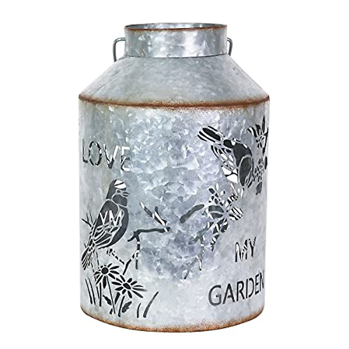 Exhart Solar “Garden” Cute Pail Lantern, Outdoor LED Garden Light, Durable Stamped Metal, 7.5”X11.5”