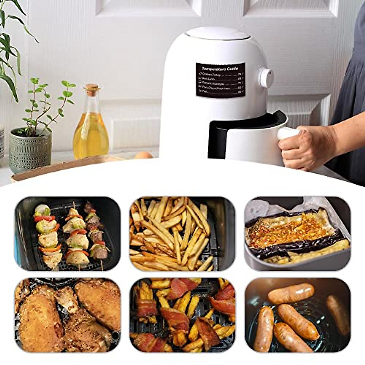 RYGRZJ Air Fryer Conversion Chart Sticker,Air Fryer Accessories Cook Times,Kitchen Conversion Chart,Air Fryer Cooking Times Chart Sticker,Air Fryer Magnetic Cheat Sheet Set
