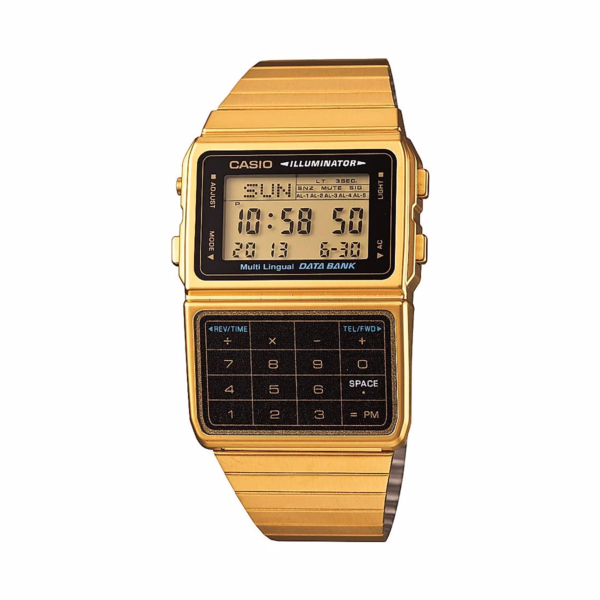 Casio #DBC611G-1D Men's Gold Tone 25 Memory Calculator Databank Watch