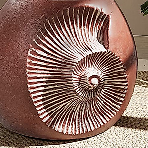 SUNBURY Outdoor Side Table for Patio, Concrete Side Table, Red Nautilus Small Side Table End Table, Outdoor Accent Table Garden Stool