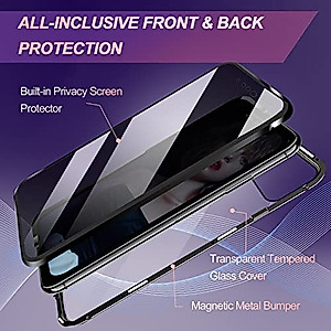 Privacy Magnetic Case Compatible for iPhone 14 Pro max, [Safety Lock][Full Body Protection]Double-Sided Anti-Peeping Anti-spy Sensitive Screen Protector Clear Back Metal Confidential Case, Black