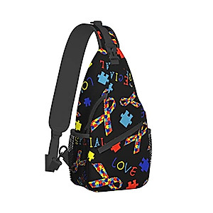Autism Awareness Special Love Chest Crossbody Bag Lightweight Sling Backpack Unisex Chest Pack Shoulder Bag For Men Women