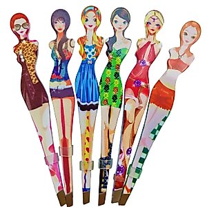 Tvoip 6Pcs Professional Girl Eyebrow Tweezer Stainless Steel Slanted Eyebrow Tweezers Eyebrows Hair Remover Tools Cosmetics Beauty (random color)