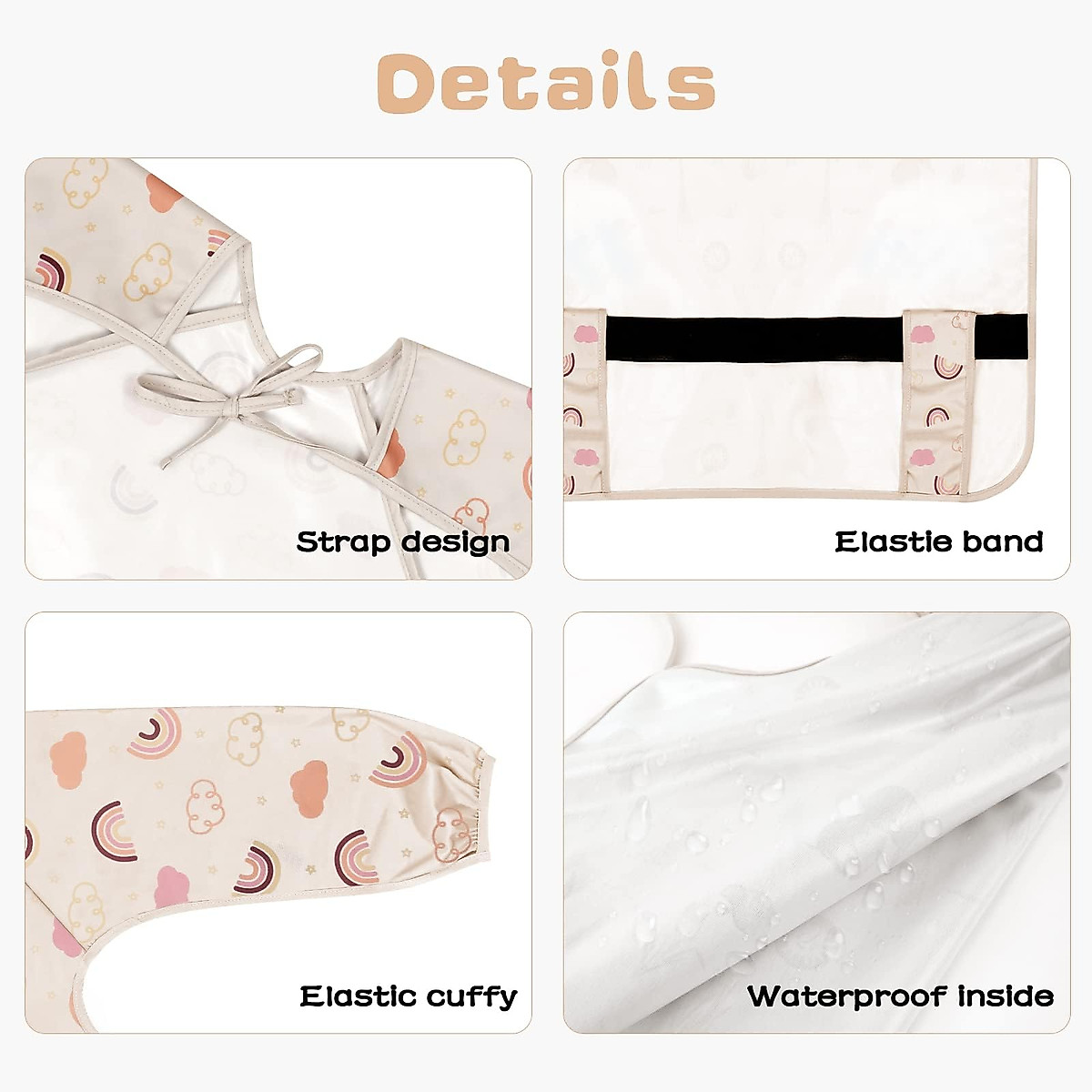 Vicloon Coverall Baby Feeding Bib, Weaning Bib Attaches to Highchair and Table, Long Sleeves Bib with Waterproof, Comfortable,Machine Washable, Baby Bib For 6 Month to 3 Years Old (Pink)