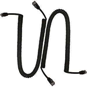 HPWFHPLF Telephone Cords, 2 Pack 6P6C Anti-Tangle Telephone Wires, 6-10 Feet RJ12 Male to Male Coiled Cable for Landline Phones (Black)