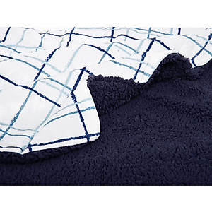 Lila & Jack Reversible Mink and Sherpa Baby Blanket, Newborn - Toddler Blanket 30 X 40 Inches (Mix Grid)