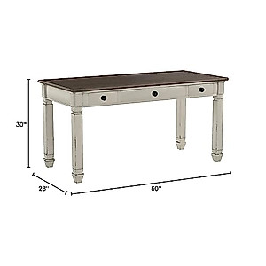 Signature Design by Ashley Bolanburg Farmhouse 60" Home Office Writing Desk with Drawers, Whitewash