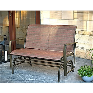 Kozyard Cozy Two Rocking Love Seats Glider Swing Bench/Rocker for Patio, Yard with Textilence Seats and Sturdy Frame (Tan)