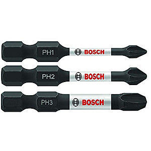 BOSCH ITPHV203 3-Piece 2 In. Phillips Impact Tough Screwdriving Power Bits Assorted Set