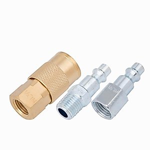 CRAFTSMAN 1/4-in NPT Universal Coupler/Plug Kit, 3-Piece, Industrial Interchange, Steel and Brass Construction