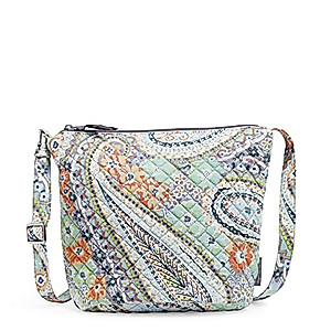 Vera Bradley Women's Cotton Bucket Crossbody Purse, Citrus Paisley - Recycled Cotton, One Size