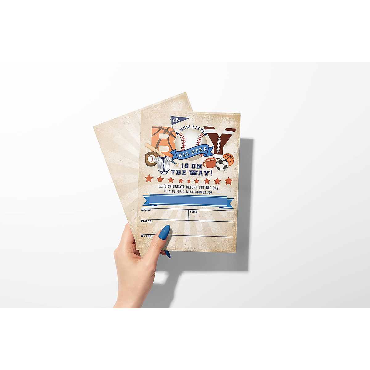 Your Main Event Prints All Star Sports Baby Shower Invitations - Football, Baseball, Basketball Boy Baby Shower Invitations - 20 Fill-in Style - Envelopes Not Included