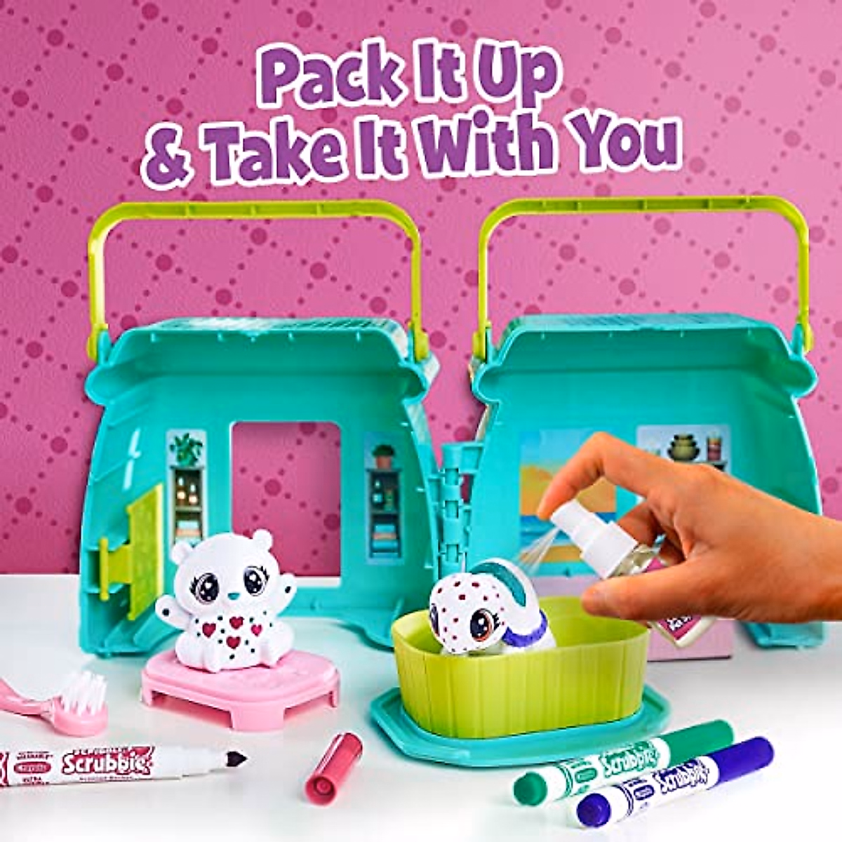 Crayola Scribble Scrubbie Pets Scented Spa, Animal Toy Playset, Includes Washable & Scented Markers, Gifts for Girls & Boys, Ages 3+