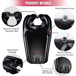 Cehim Inflatable Shampoo Basin - Portable Shampoo Bowl, Hair Washing Basin for Bedridden, Disabled,Injured, Hair Wash Tub for Dreadlocks and at Home Sink Washing (Black, Medium)