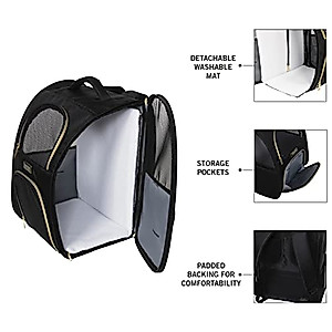 Kenneth Cole Reaction Collapsible Travel Pet Carrier Soft Multi-Entry Folding Portable Kennel Crate for Puppy Dog, Cat, and Rabbit Carrier Bag, Backpack Pet Carrier, Up to 18 Lbs