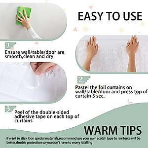 3Pcs Wavy White Metallic Tinsel Curtain Foil Fringe Backdrop,3.3 ft x 6.6 ft Streamer Photo Booth Props for Party Door Wall Curtains Bachelorette Birthday