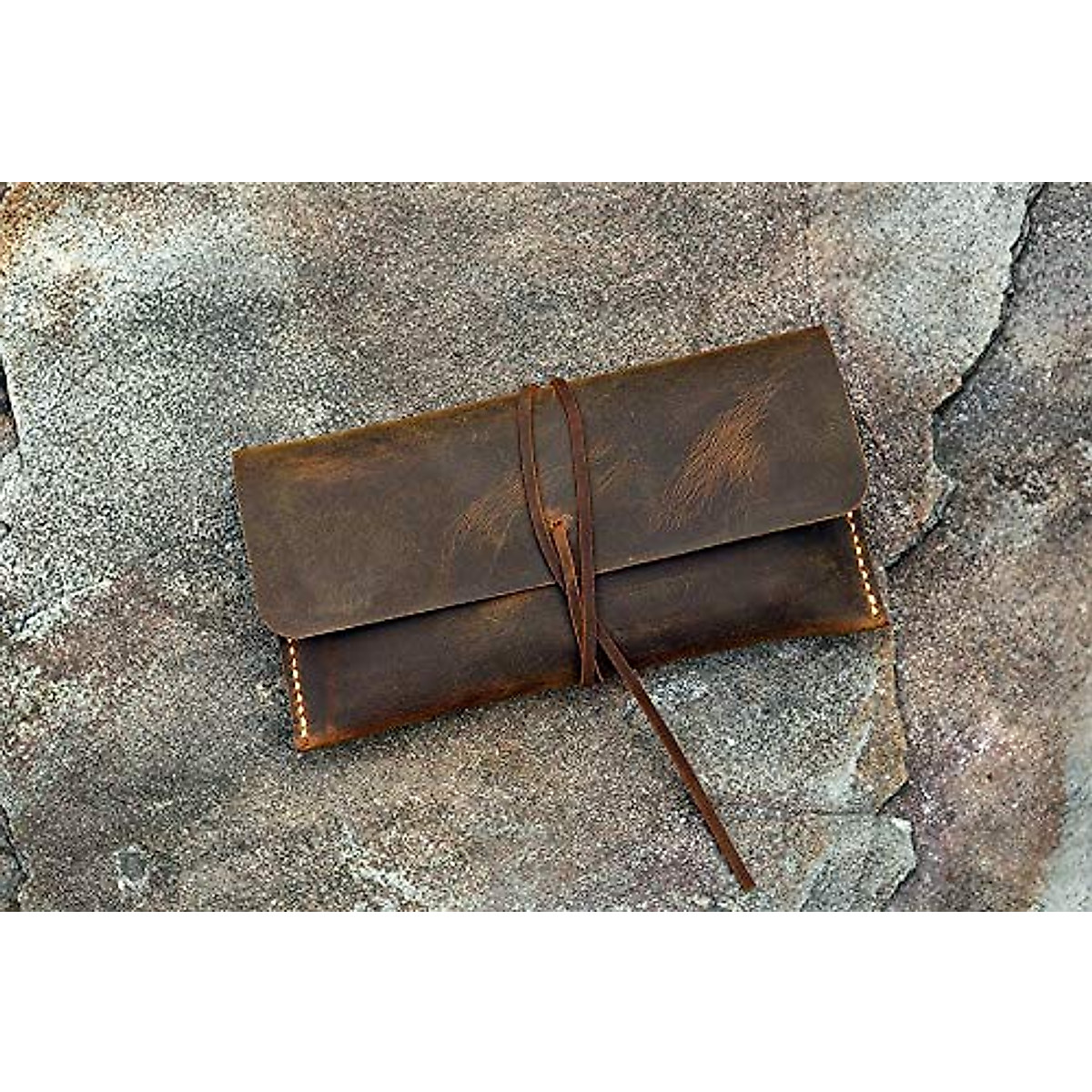 Personalized Distressed Leather Pencil Pouch/Retro Leather Pen Pencil case/Small Cosmetic Bag PP05SS