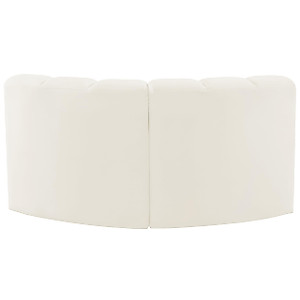 Meridian Furniture 103Cream-S2B Arc Collection Modern | Contemporary Modular Sofa with Soft Cream Velvet, Deep Channel Tufting, Modular Design, 60 W x 33 D x 30 H, Cream