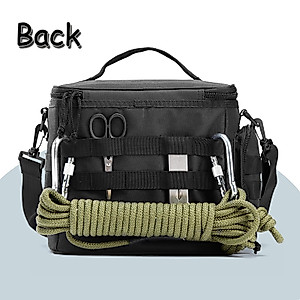 MOV COMPRA Tactical Leakproof Lunch Bag for Men, Insulated Lunch Box for Men Large Capacity with MOLLE Water Bottle Pouch and Adjustable Shoulder Starp, Green Lunchbox for Adults for Work, Picnic