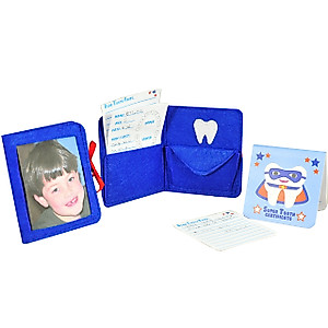 Tickle & Main 3-Piece Superhero Tooth Fairy Pillow for Boys & Girls - Tooth Fairy Kit with Pocket, Notepad & Photo Keepsake Pouch - Ages 5-10 - Toothfairy Pillow for Boys - Toothfairy Pouch