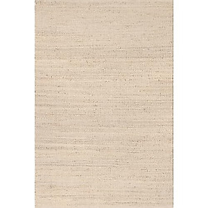 nuLOOM 5x8 Elfriede Jute & Cotton Hand Woven Area Rug, Natural, Solid Rustic Farmhouse Style, Weaved Design, Natural Fiber, For Bedroom, Living Room, Dining Room, Hallway, Office, Entryway