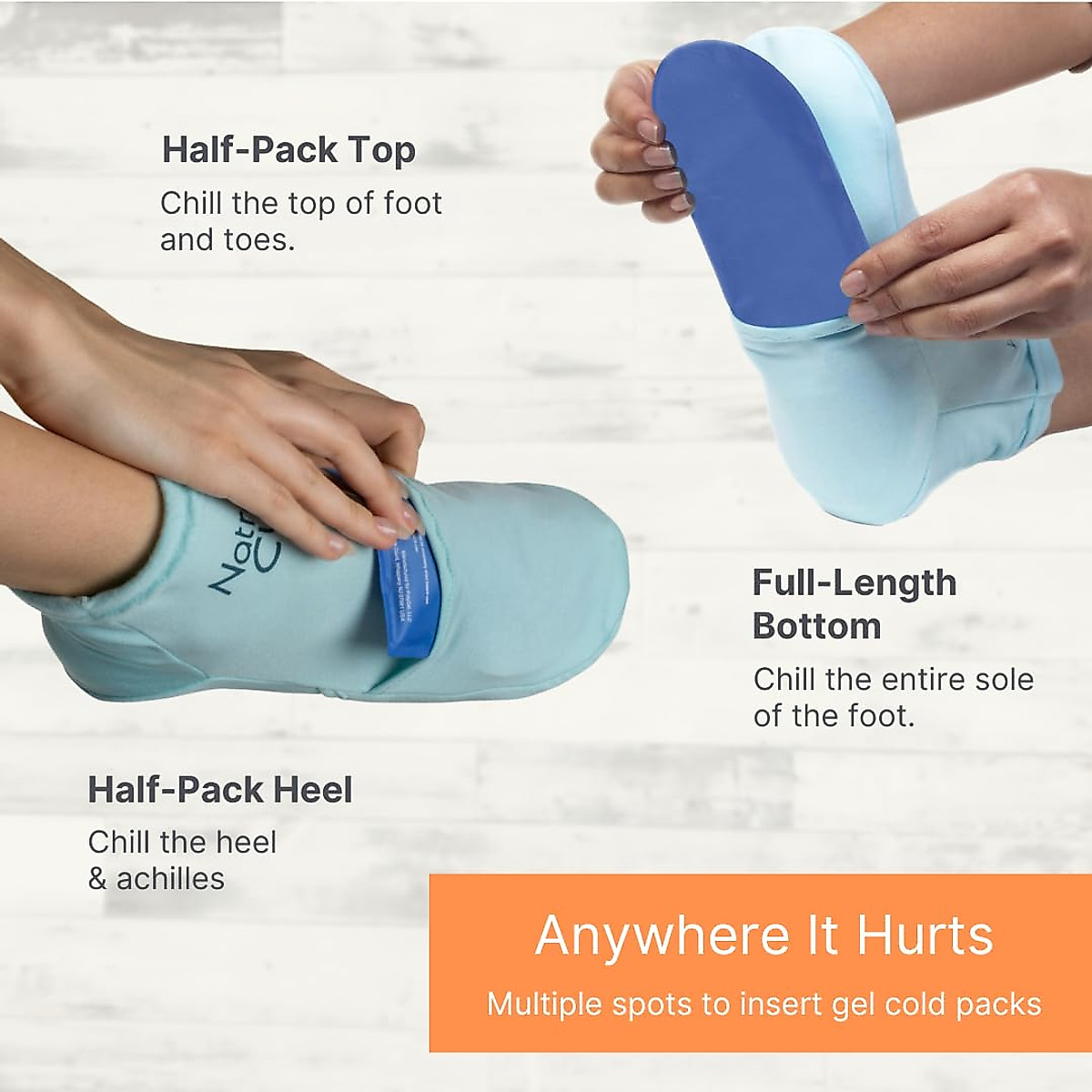 NatraCure Cold Therapy Socks - Reusable Foot Ice Pack - Cooling Socks for Hot Feet, Cold Feet Session for Chemo Socks, Neuropathy Pain Socks, CRPS Relief, Ice Pack for Feet - Size: Small/Medium