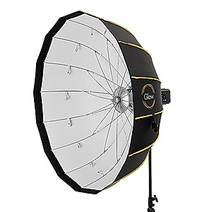 Glow EZ Lock 42" Collapsible White Beauty Dish Softbox w/Bowens Mount Speedring and Deflection Disk, 16 Ribbed Design Soft Box with White Interior for Perfect Lighting and Beauty Dish Photography
